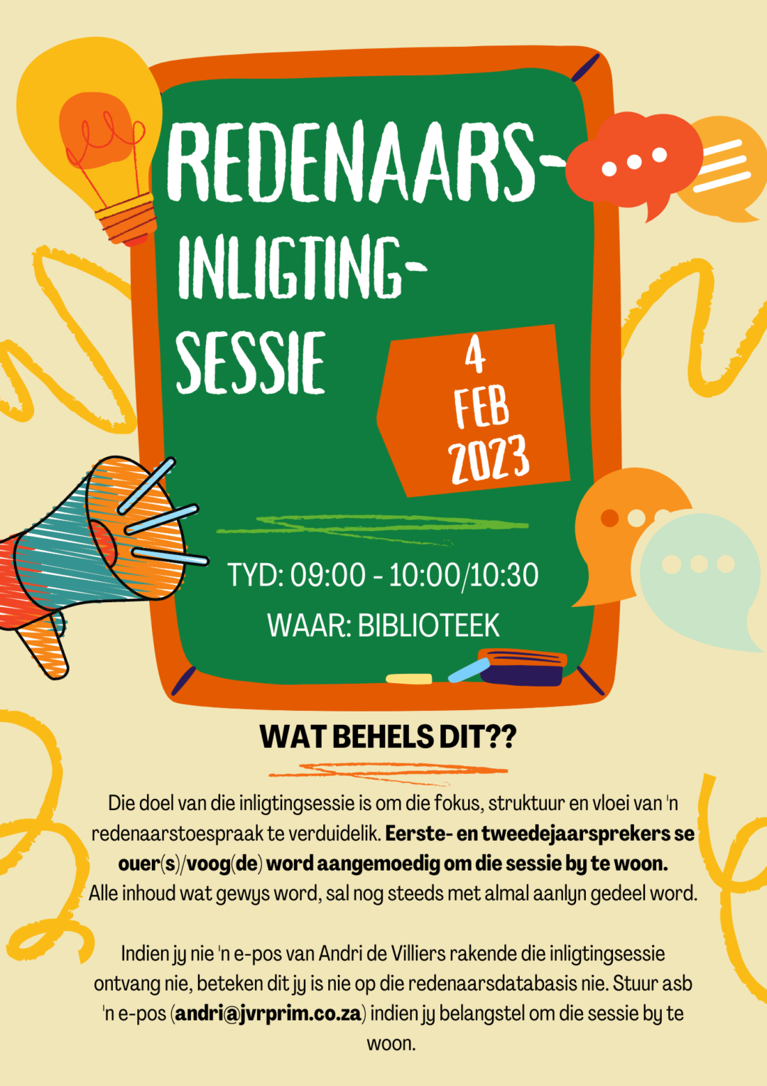 Redenaarsinligtingsessie, 4 Feb - Laerskool Jan Van Riebeeck
